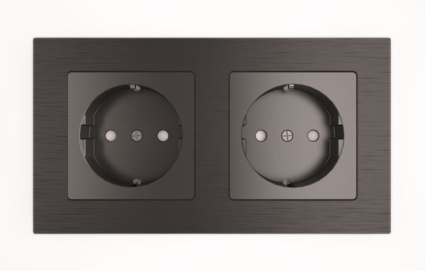 Tense KNX SOCKAB2 Socket 2-fach Rahmen Aluminium Black